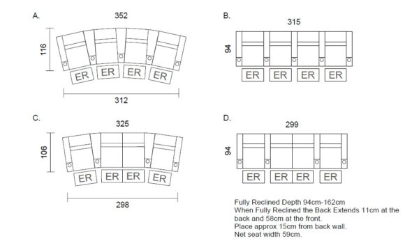 Paramount+ 4 Cinema Seats | Home Theater Seating | TEKDEN